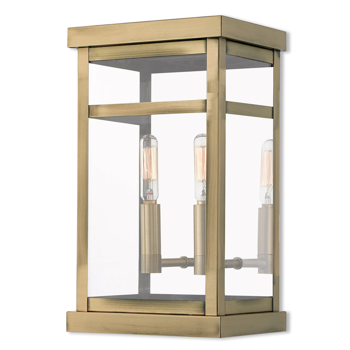 Livex 20702-01 Hopewell 2 Light 13 inch Antique Brass Outdoor Wall Lantern