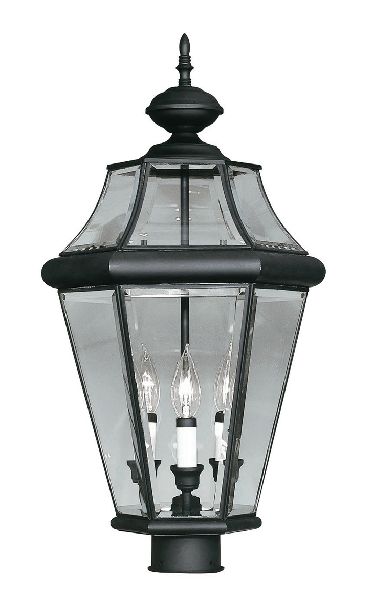 Livex 2364-04 Georgetown 3 Light 23 inch Black Outdoor Post Top Lantern