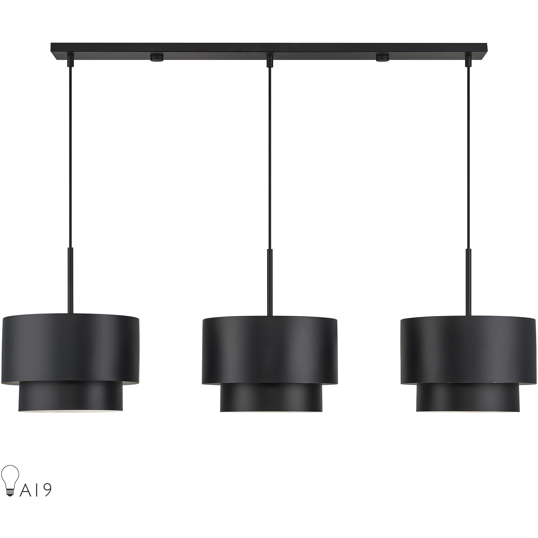 Livex Lighting 40053-04 Zolana 3 Light 48 inch Black Linear Chandelier ...