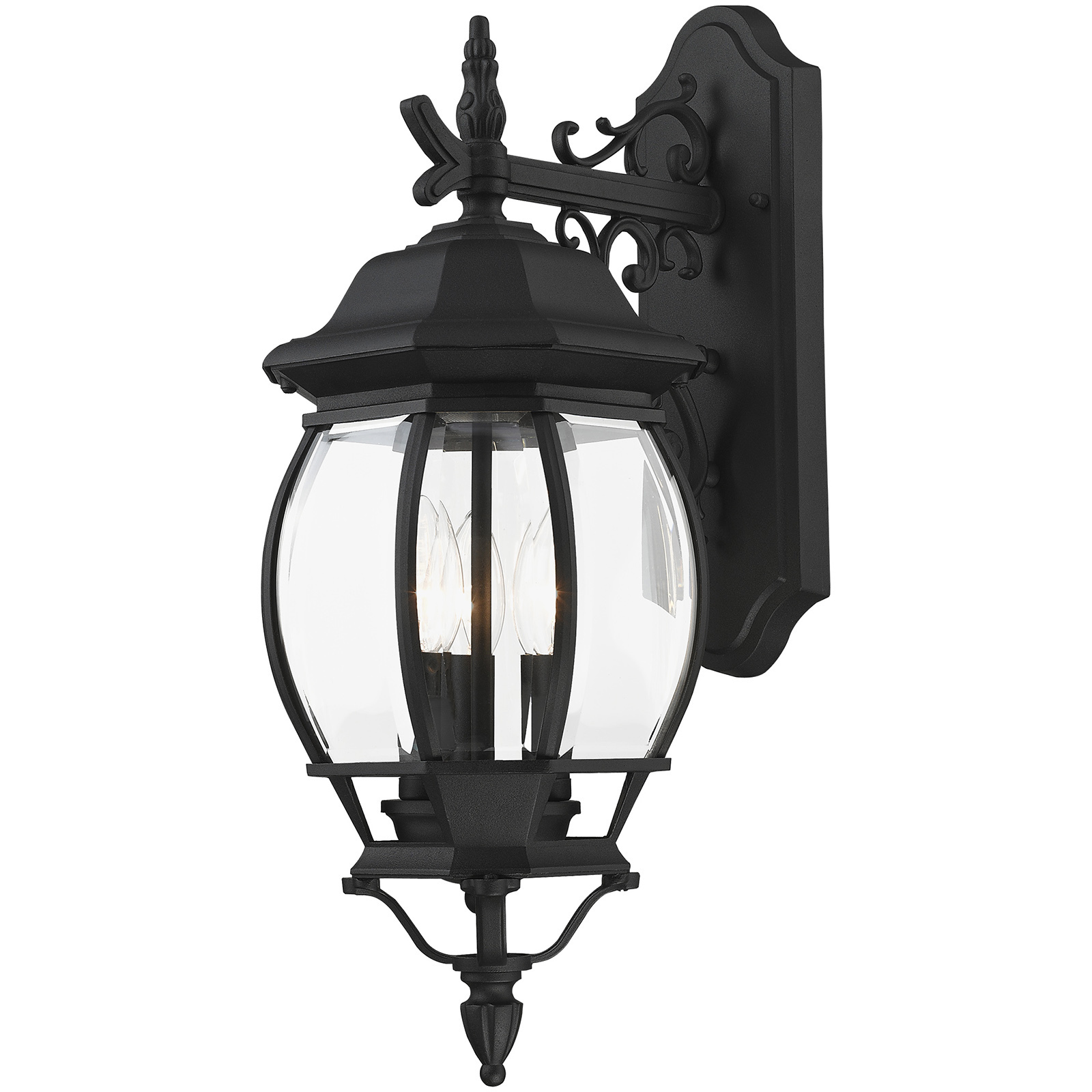 Livex 7707-14 Frontenac 3 Light 21 inch Textured Black Outdoor Wall Lantern